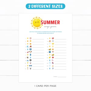 Summer Emoji Game, Summer Emoji Pictionary, Printable Emoji Quiz, Fun ...