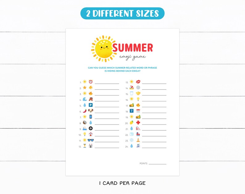 Summer Emoji Game, Summer Emoji Pictionary, Printable Emoji Quiz, Fun ...