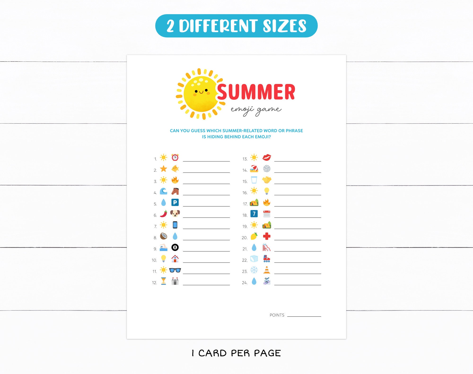 Summer Emoji Game, Summer Emoji Pictionary, Printable Emoji Quiz, Fun ...