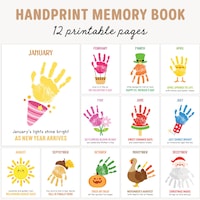 Handprint Art Memory Book: Printable Kids Calendar Keepsake (PDF ...