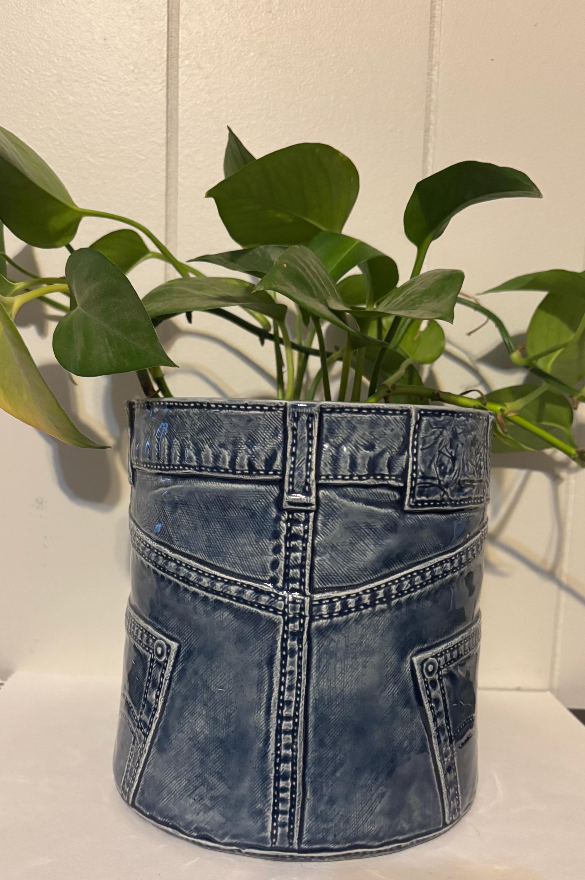 Bluejean Denim Ceramic Planter - FREE Shipping - Etsy