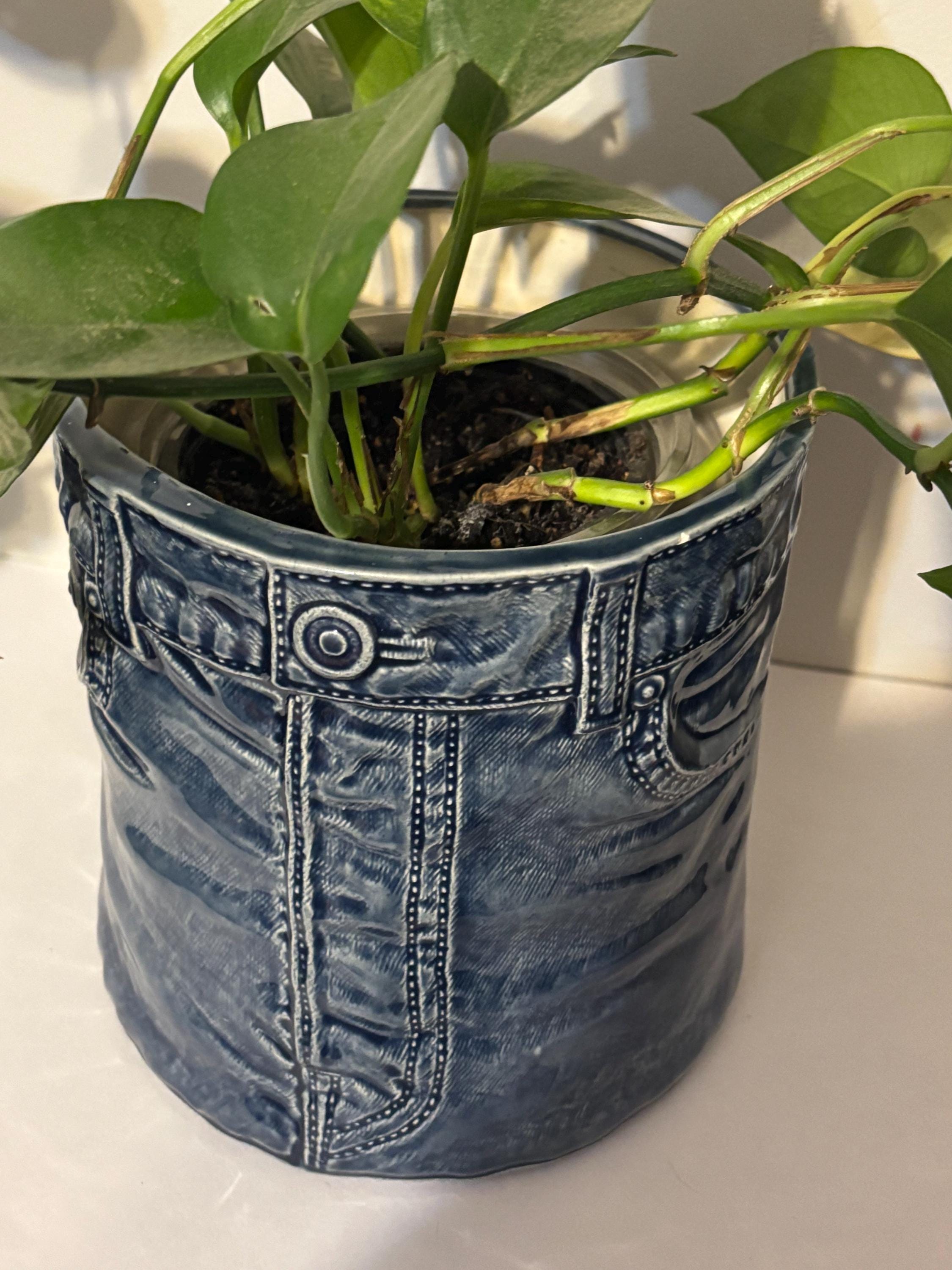 Bluejean Denim Ceramic Planter - FREE Shipping - Etsy