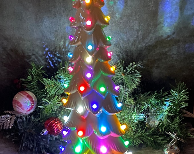 Ceramic Wispy Pine; White Ceramic Tree; Light up Tree, Ceramic ...