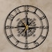 Compass Wall Clock, Large Wall Clock With Numbers, Kitchen Wall Clock ...