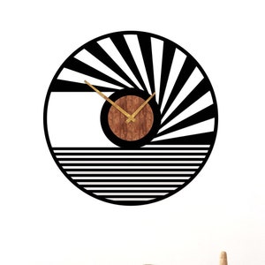 Modern Wall Clock, Abstract Clock, Wall Clock for Kitchen, Large Wall ...