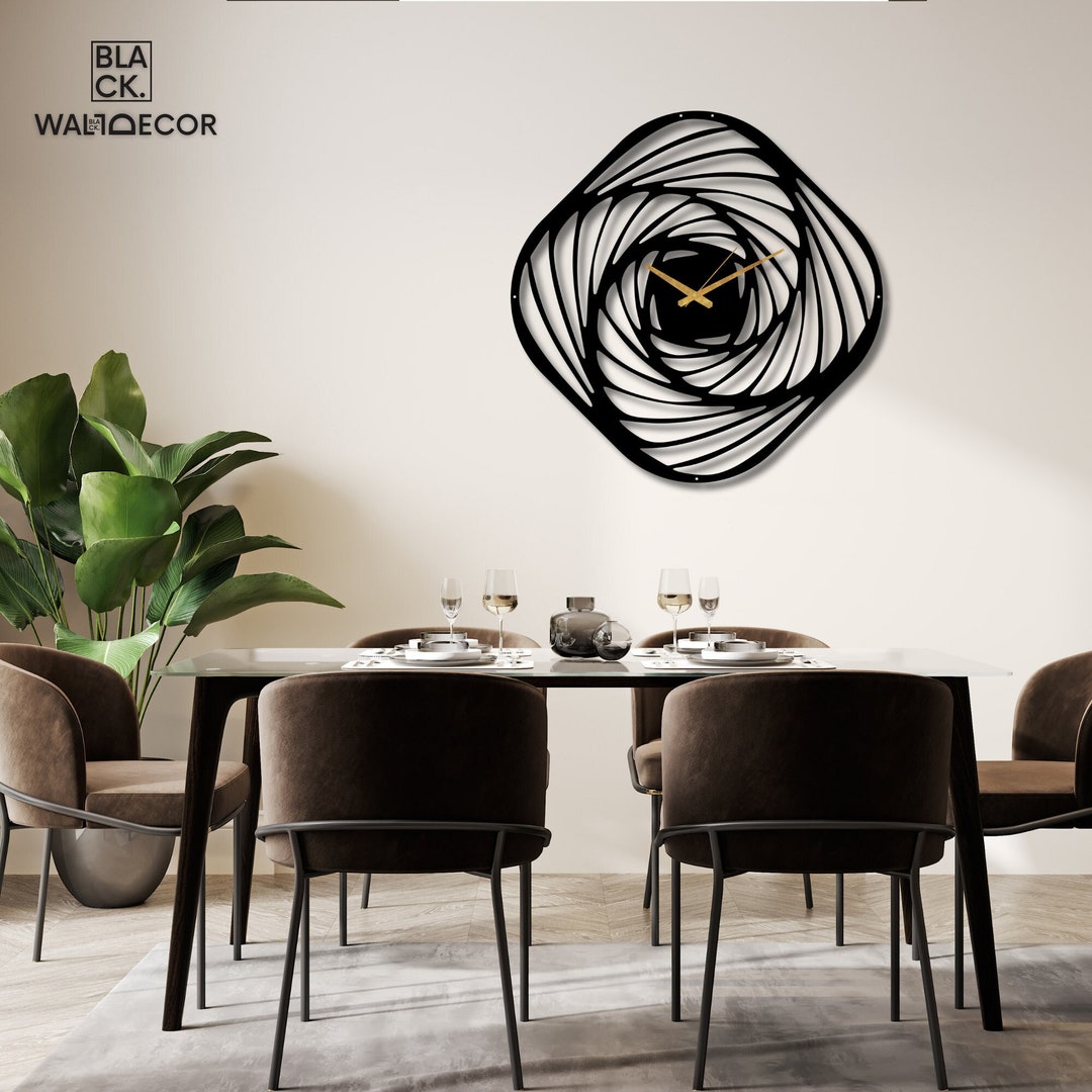 Black Wall Clock, Large Wall Clock, Modern Wall Clock, Metal Wall Clock ...