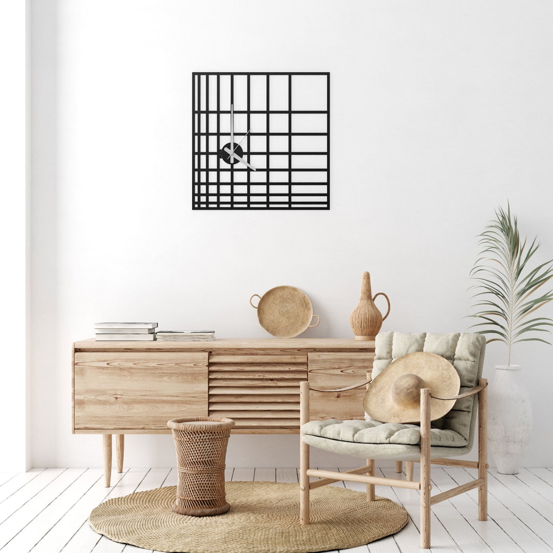 Large Wall Clock, Rectangle Wall Clock, Metal Wall Clock, Unique Wall ...