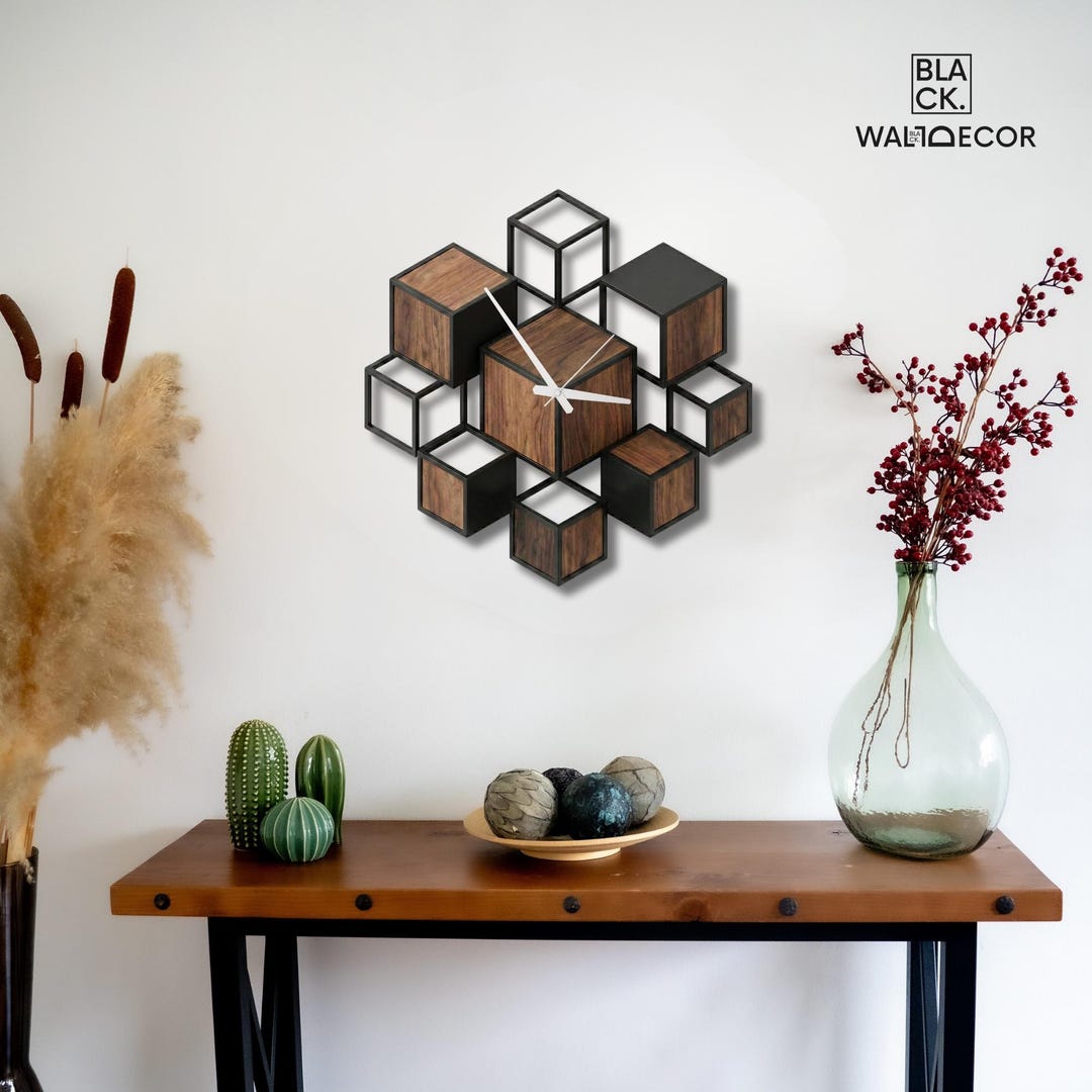 Oversized Cube Wall Clock, Unusual Wall Clocks, Unique Wooden Design ...