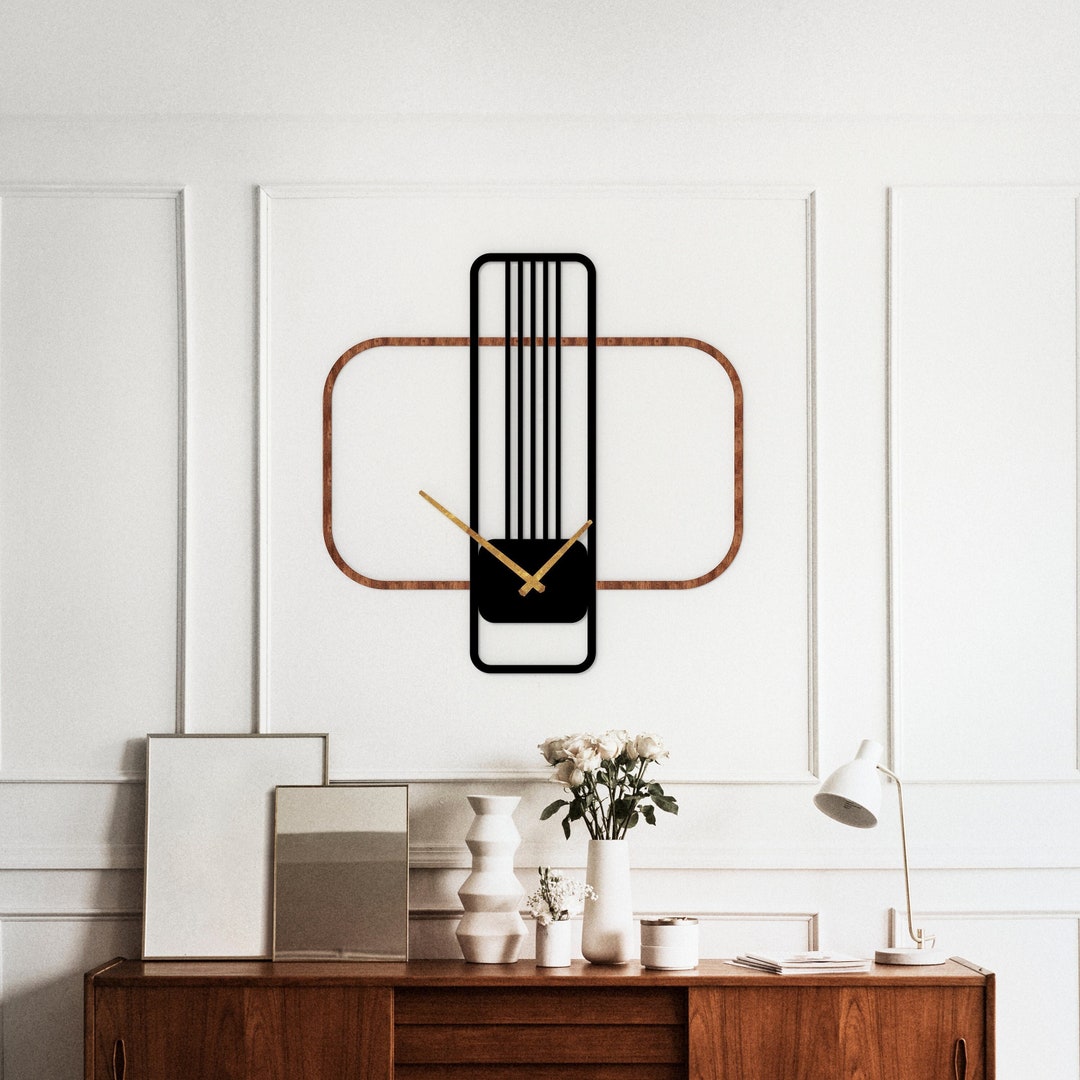Unique Clock for Wall, Modern Wall Clock, Wood Wall Clock, Living Room ...