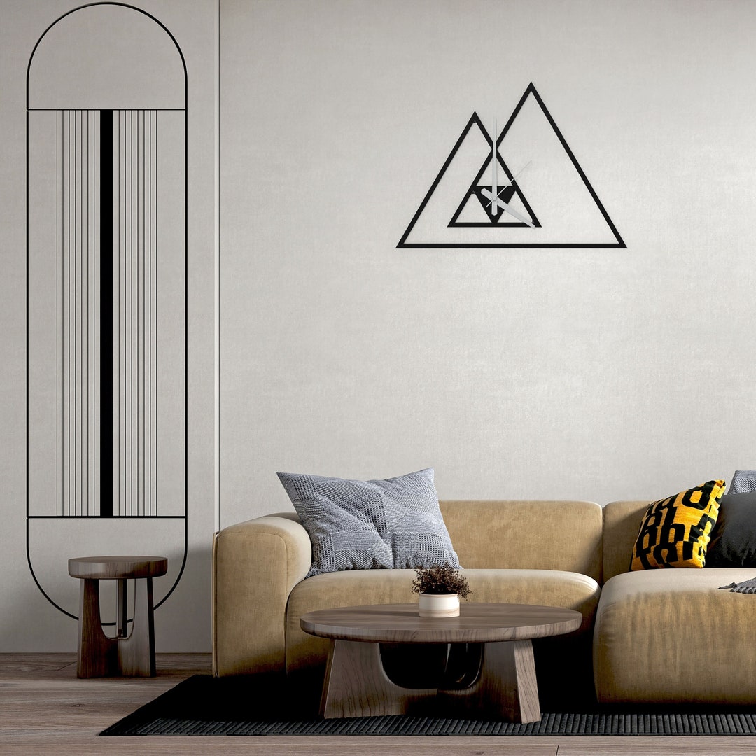 Triangle Wall Clock, Modern Wall Clock, Metal Wall Clock, Oversized ...