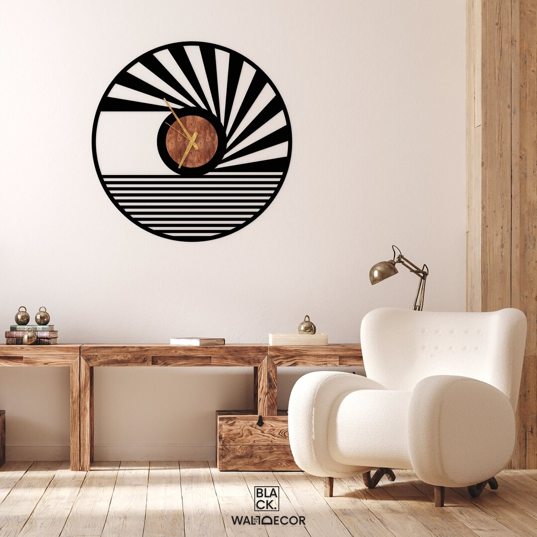 Modern Wall Clock, Abstract Clock, Wall Clock for Kitchen, Large Wall ...