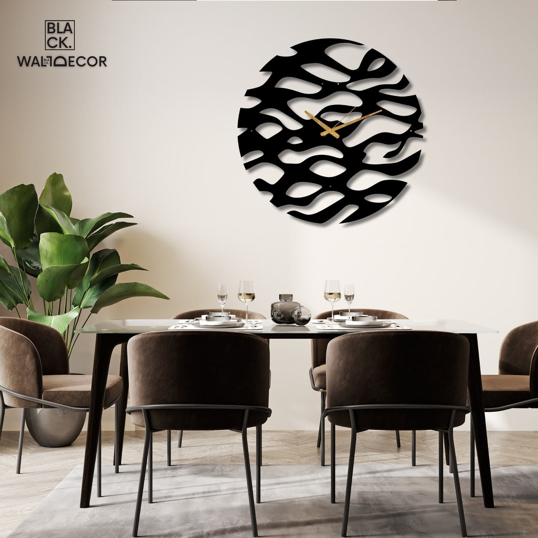 Waves Wall Clock, Metal Wall Clock, Extra Large Clock, Abstract Wall ...