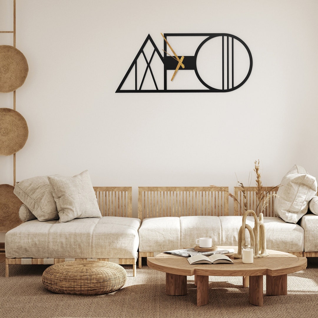 Geometric Wall Clock With Numbers, Metal Wall Clock, Oversized Wall ...