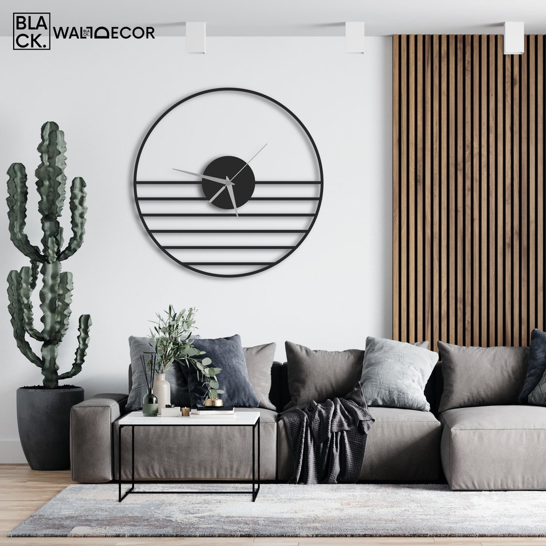 Unique Wall Clock, Lines Wall Clock, Metal Wall Clock, Minimalist Wall ...