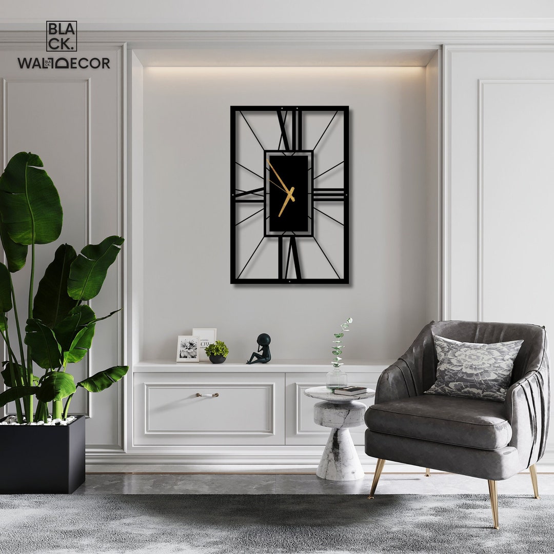 Metal Wall Clock With Numbers, Rectangle Wall Clock, Wall Clock Unique ...