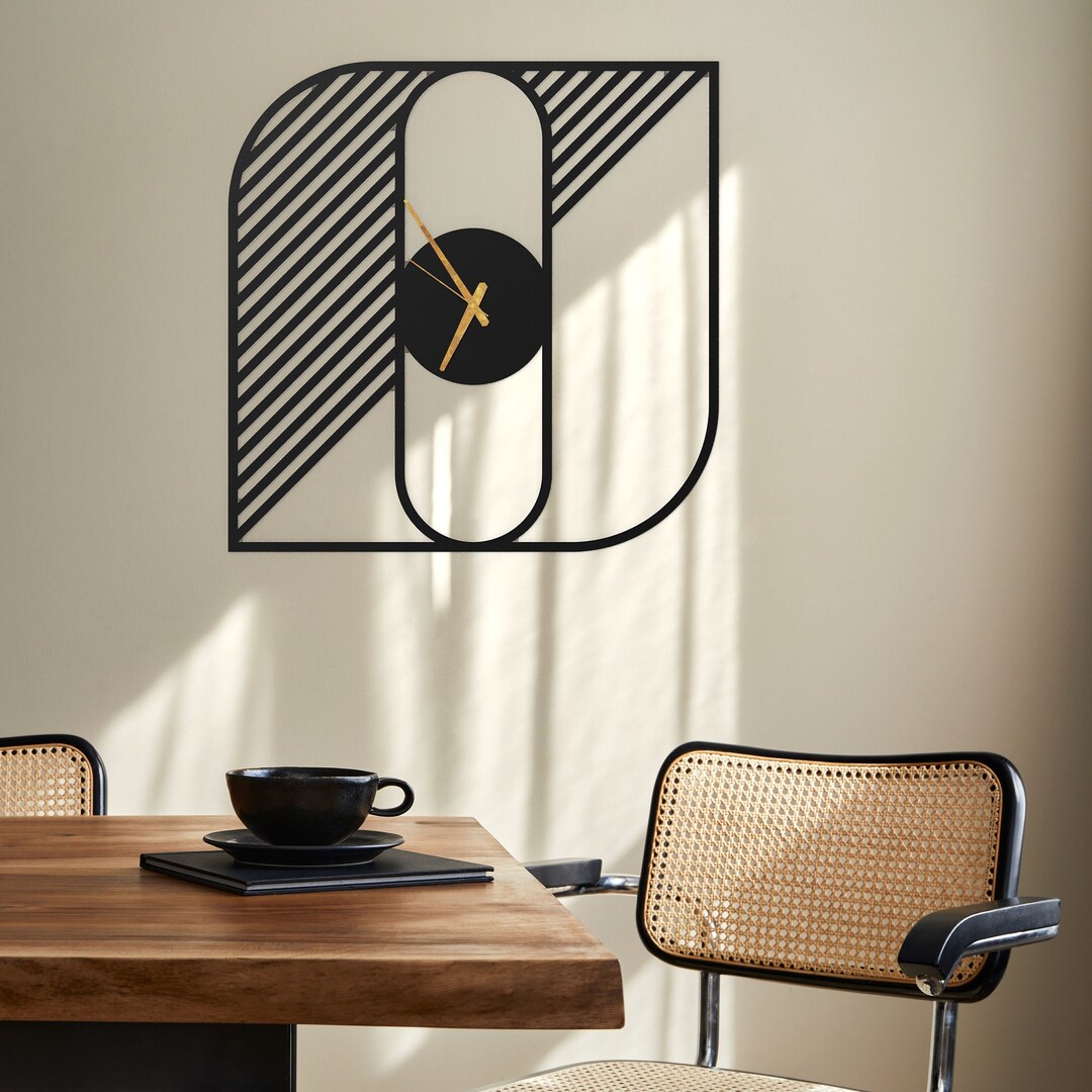 Geometric Wall Clock, Rectangle Wall Clock, Metal Wall Clock, Large ...