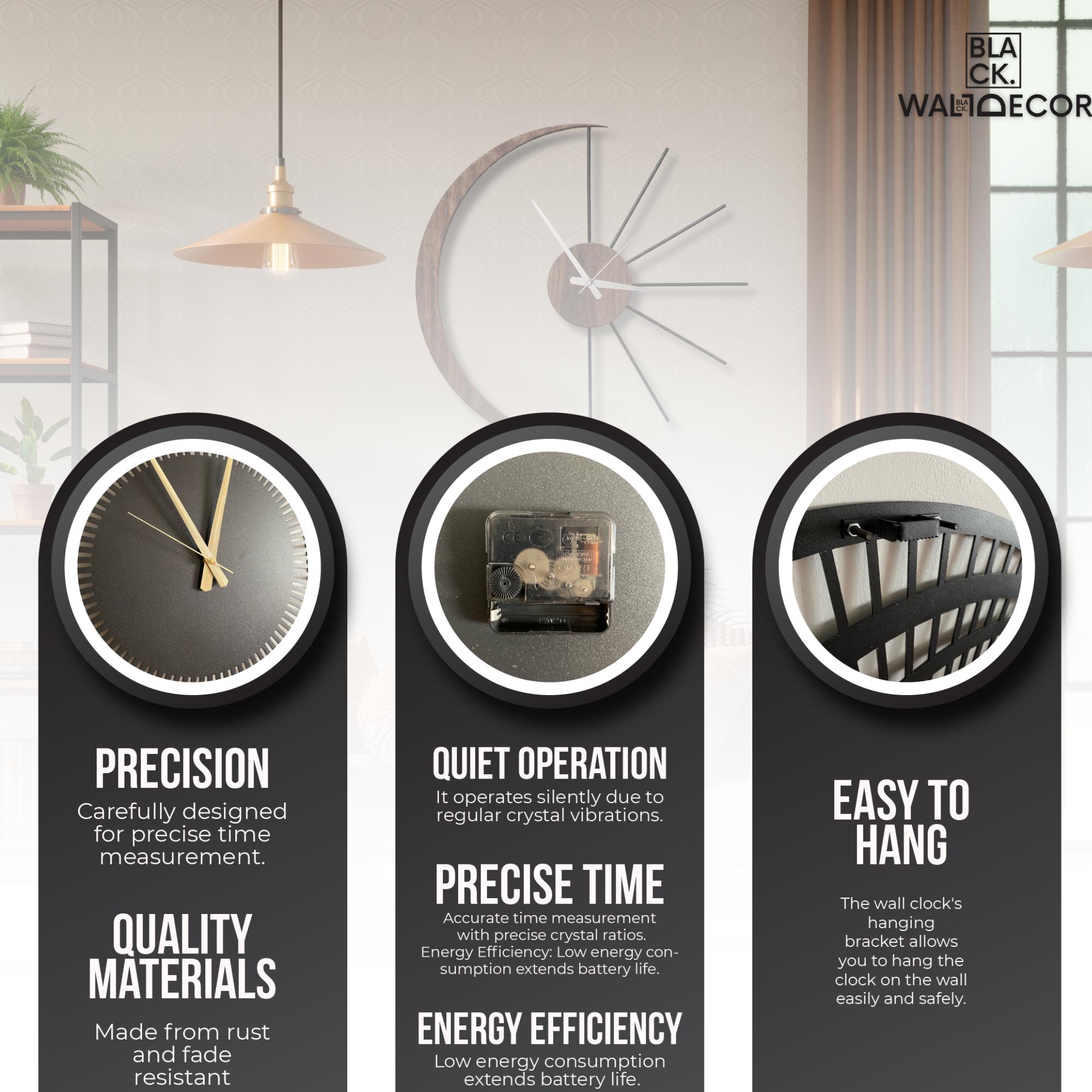 Moon and Sun Wall Clock, Modern Living Room Decor, Unusual Wall Clocks ...