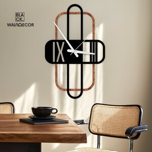 Large Wall Clock With Roman Numerals, Metal Wall Art, Wooden Clock ...