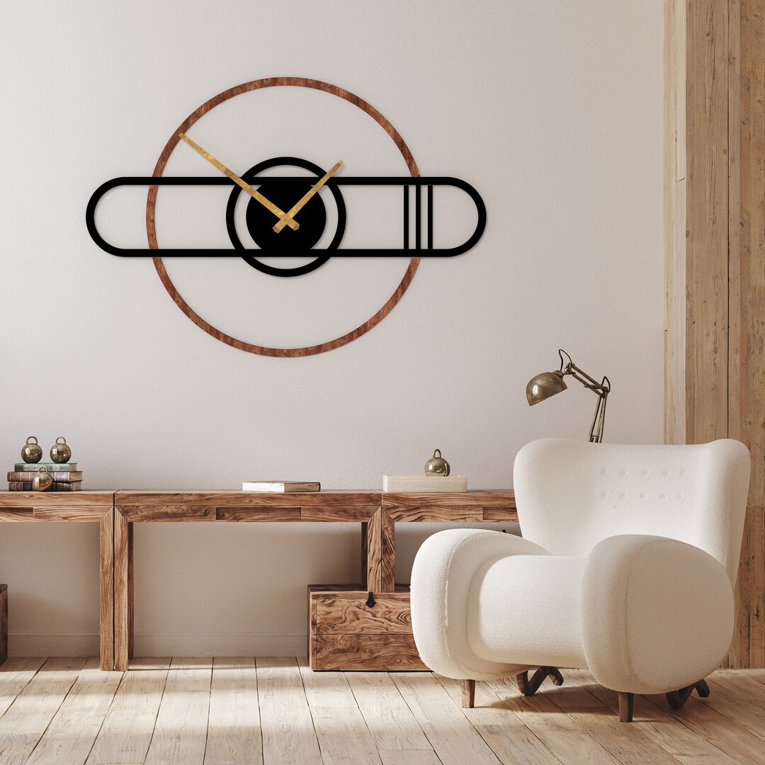 Wall Clock Large Minimalist Wall Clock Mid Century Modern - Etsy