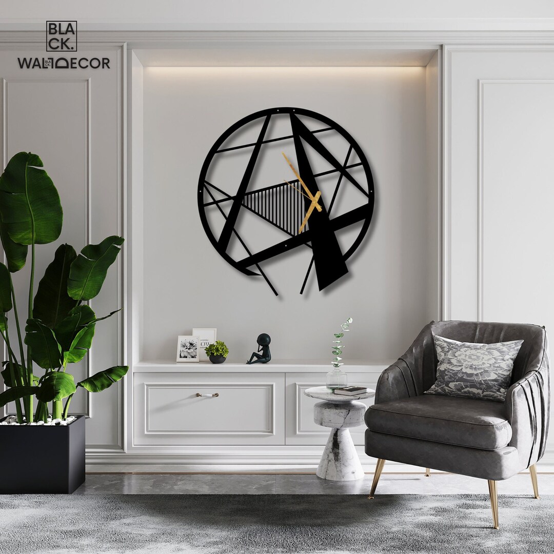 Abstract Modern Wall Clock, Metal Wall Clock, Large Wall Clock, Clock ...