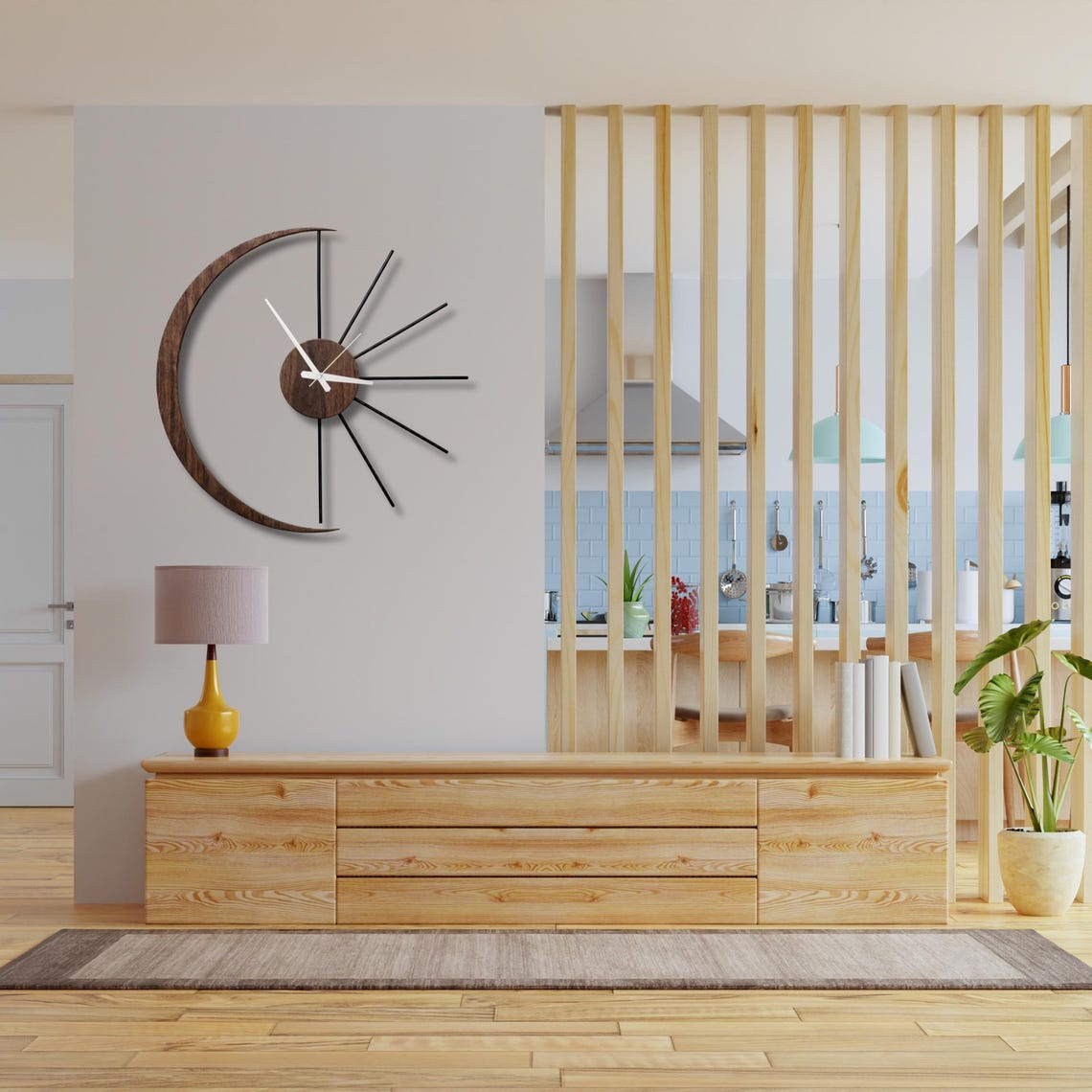 Moon and Sun Wall Clock, Modern Living Room Decor, Unusual Wall Clocks ...