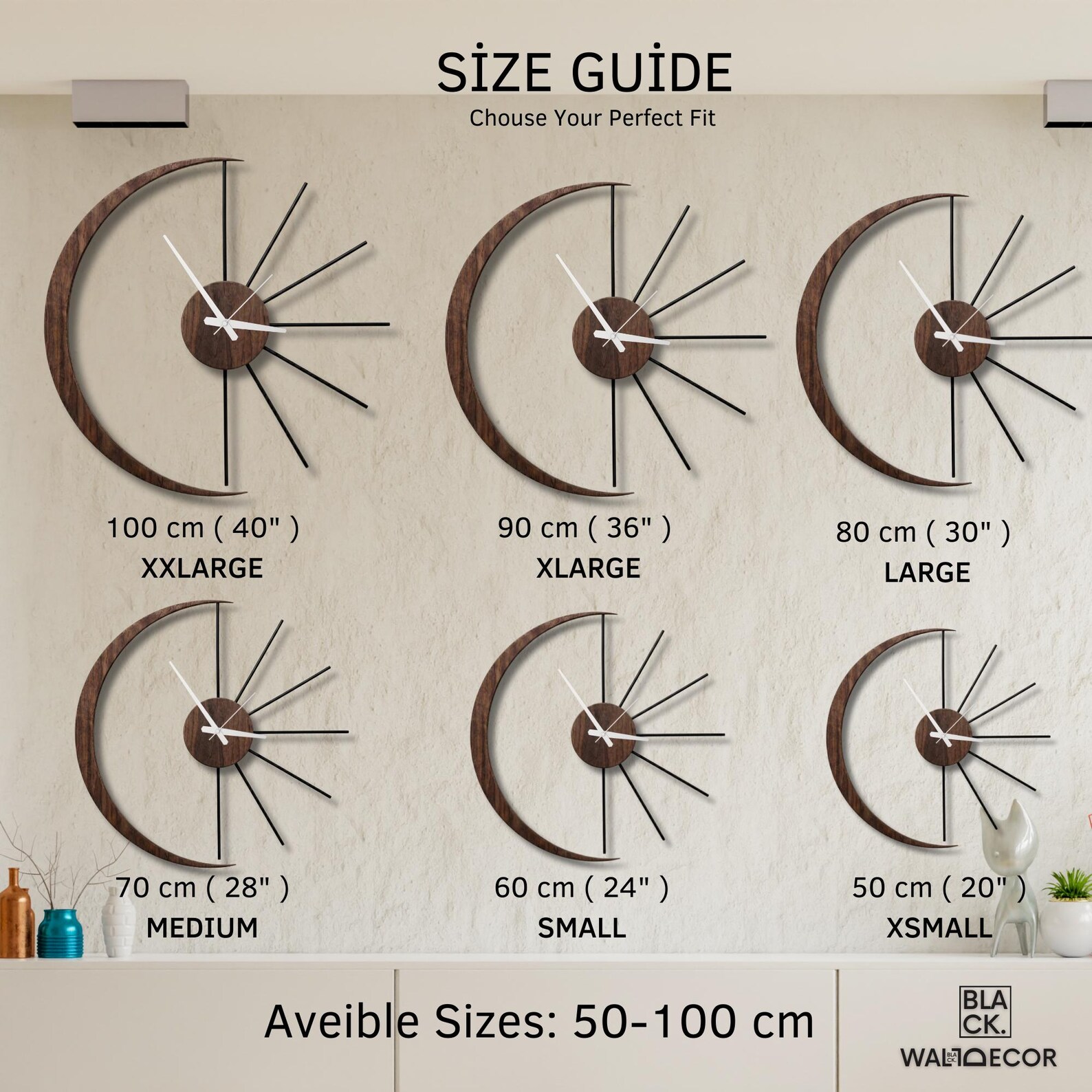 Moon and Sun Wall Clock, Modern Living Room Decor, Unusual Wall Clocks ...
