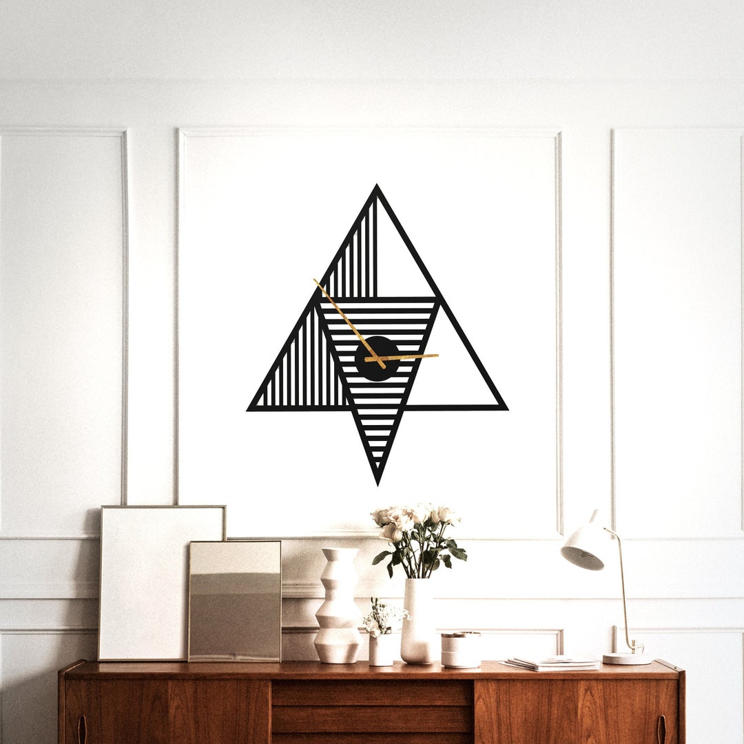 Geometric Wall Clock, Triangle Wall Clock, Unique Clock for Wall, Sleek ...
