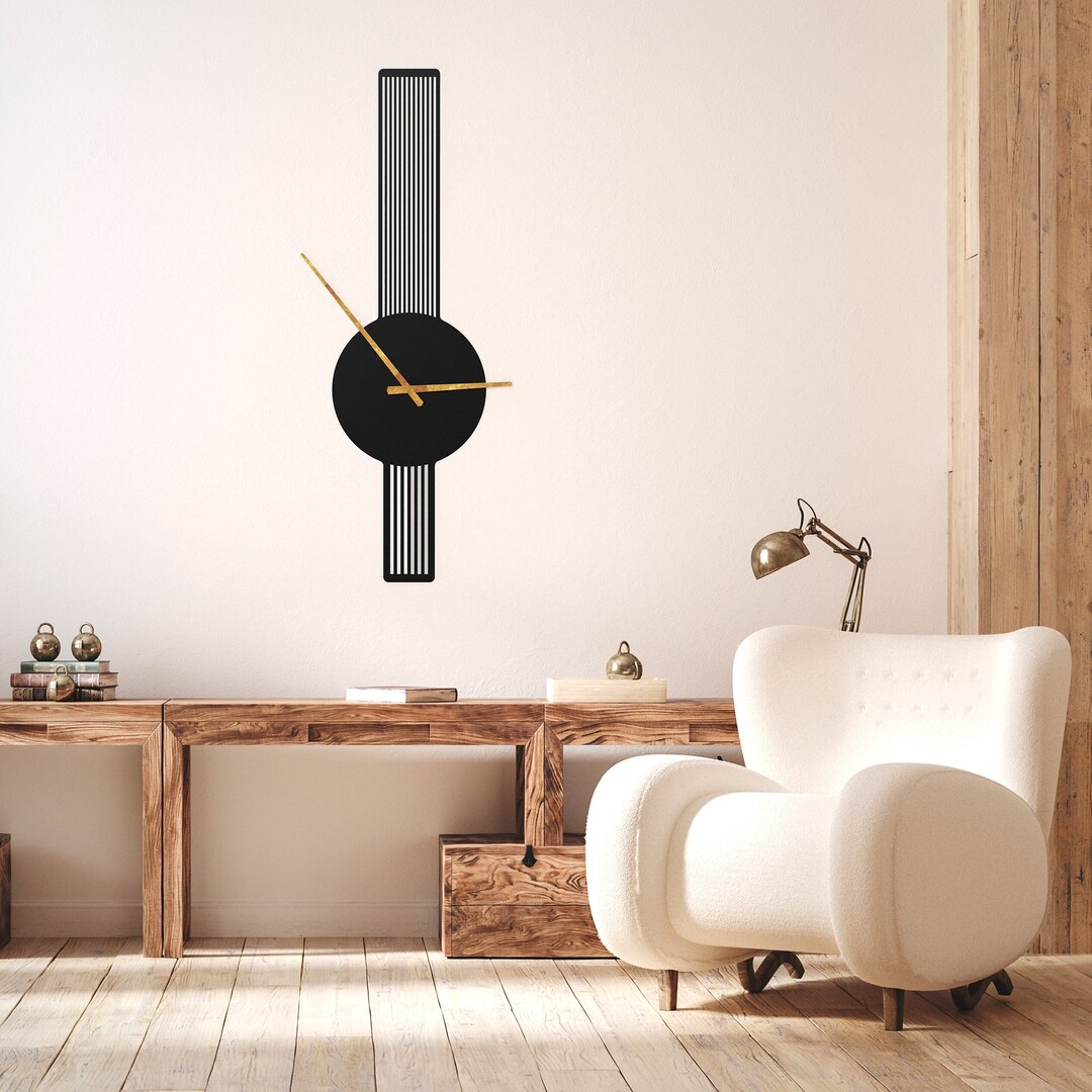 Modern Metal Black Wall Clock: Geometric Design, Silent Quartz Movement ...
