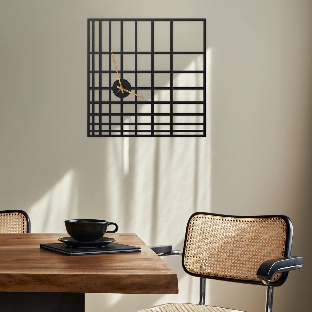 Large Wall Clock, Rectangle Wall Clock, Metal Wall Clock, Unique Wall ...