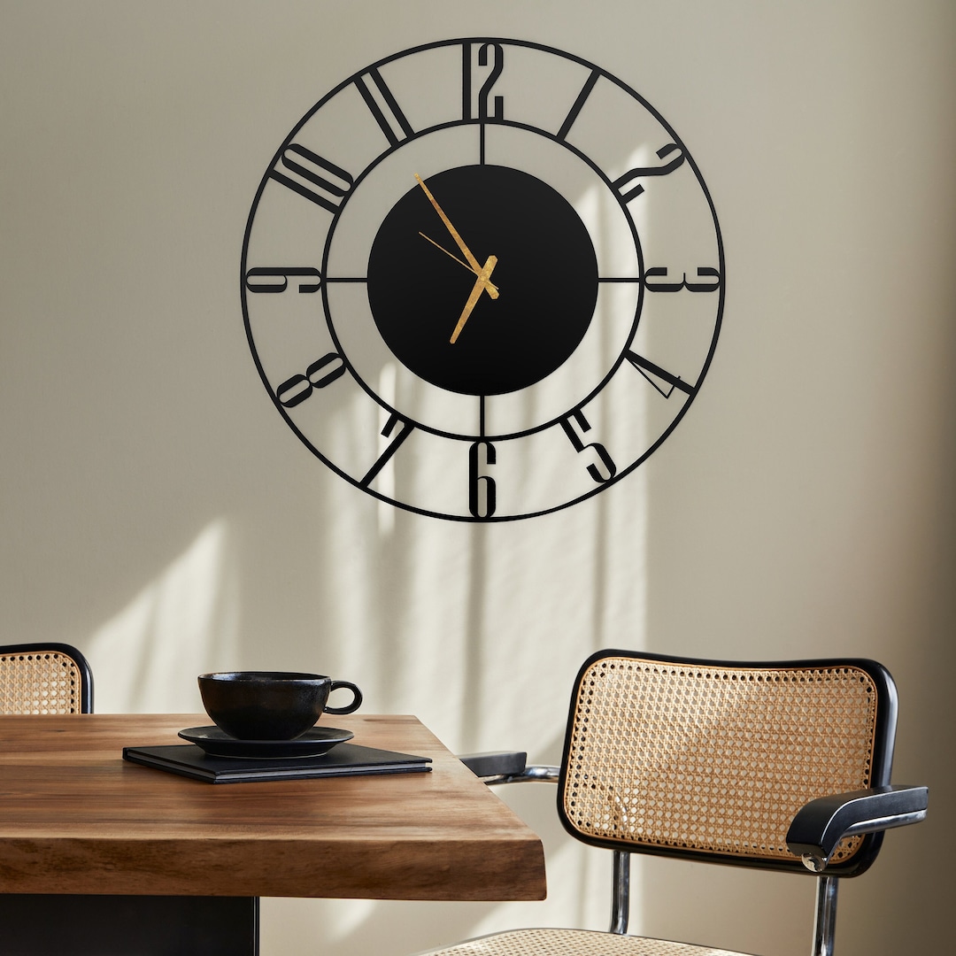 Oversized Wall Clock With Numbers, Large Wall Clock, Metal Wall Clock ...
