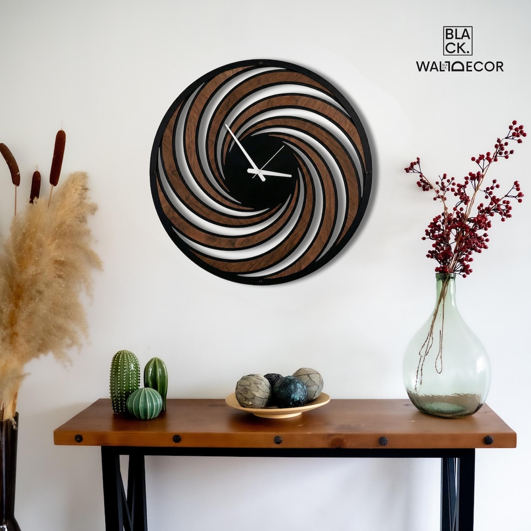 Circle Unusual Wall Clocks, Woden Modern Design, Oversized Unique Wall ...