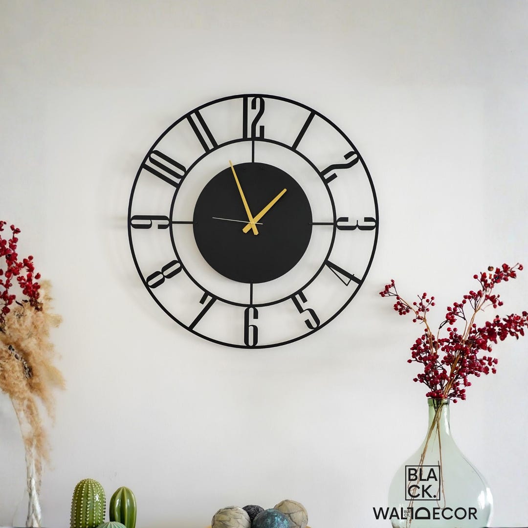 Modern Metal Wall Clock With Numbers, Large Wall Clocks, Non Tick ...