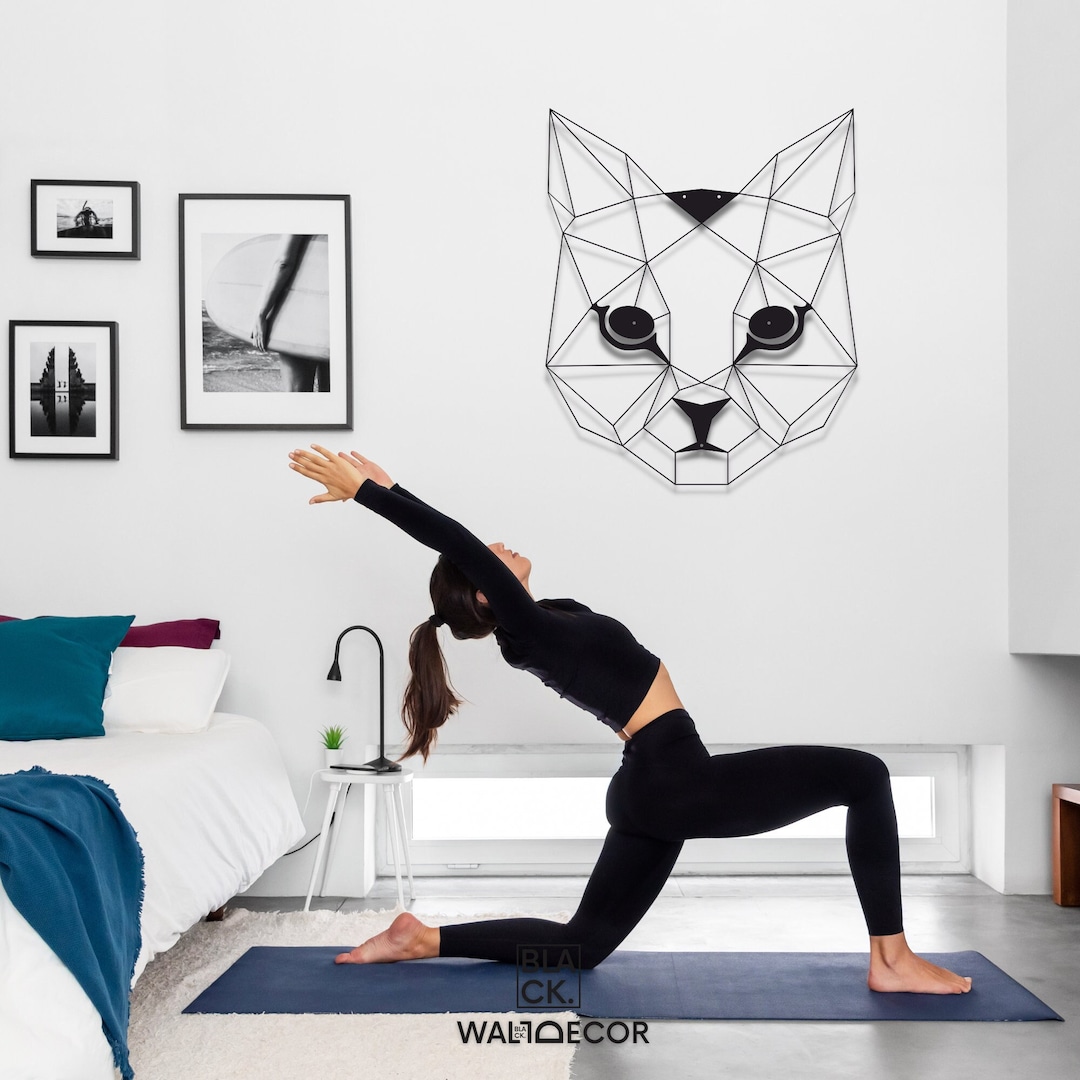Geometric Cat Wall Decor Cat Lover Gift Large Wall Art for - Etsy