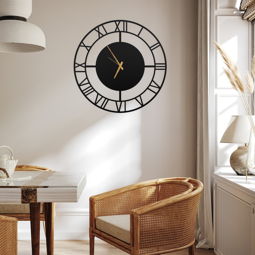 Large Wall Clock With Numbers, Metal Wall Clock, Wall Clock for Room ...