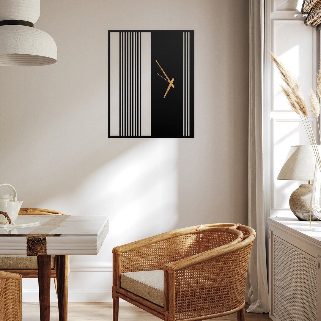 Wall Clock for Kitchen, Large Wall Clock With Roman Numerals, Geometric ...