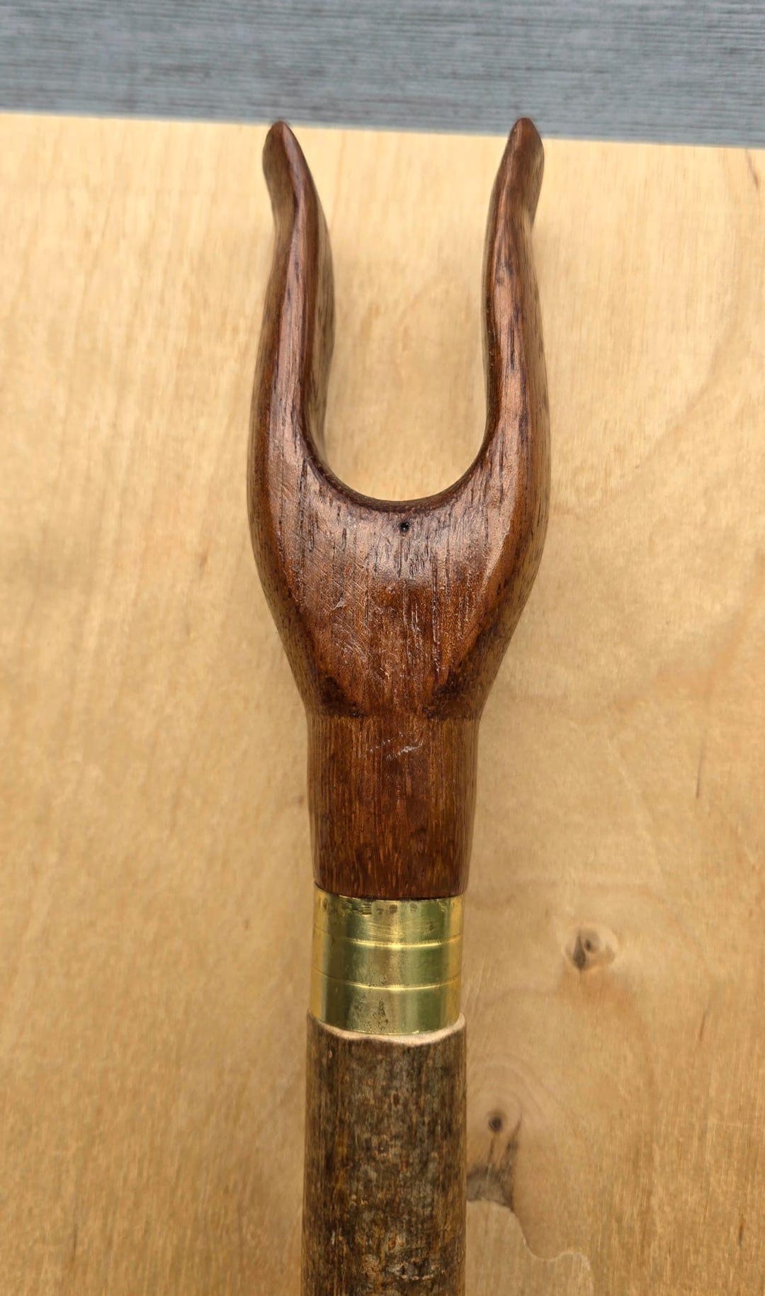 Traditional Hazel Country Stick With a Hand Turned Iroko Thumb Topper ...