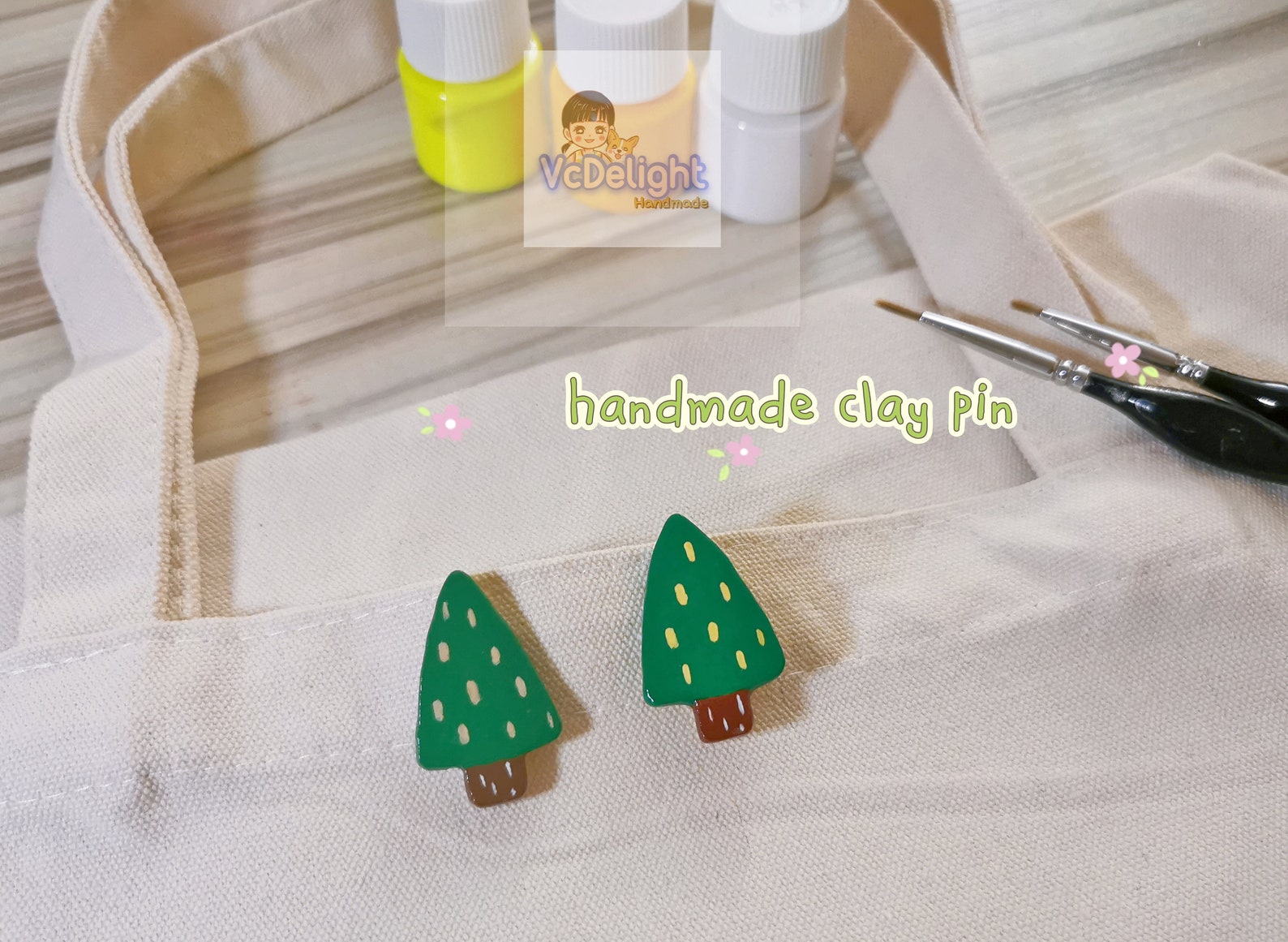 Handmade Clay Pins/ Little Tree Pins/ Cute Clay Pins - Etsy