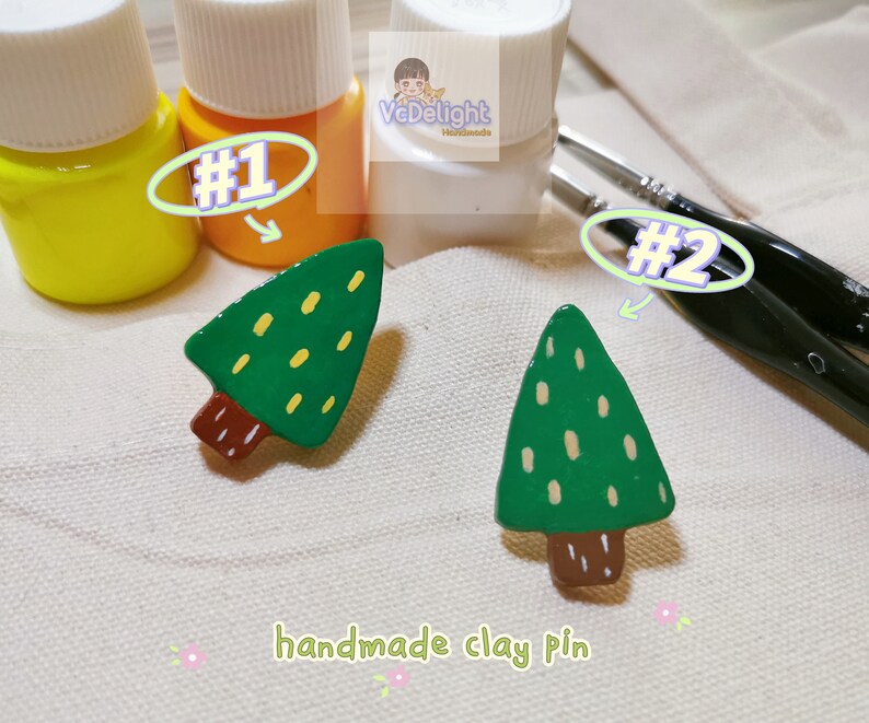 Handmade Clay Pins/ Little Tree Pins/ Cute Clay Pins - Etsy