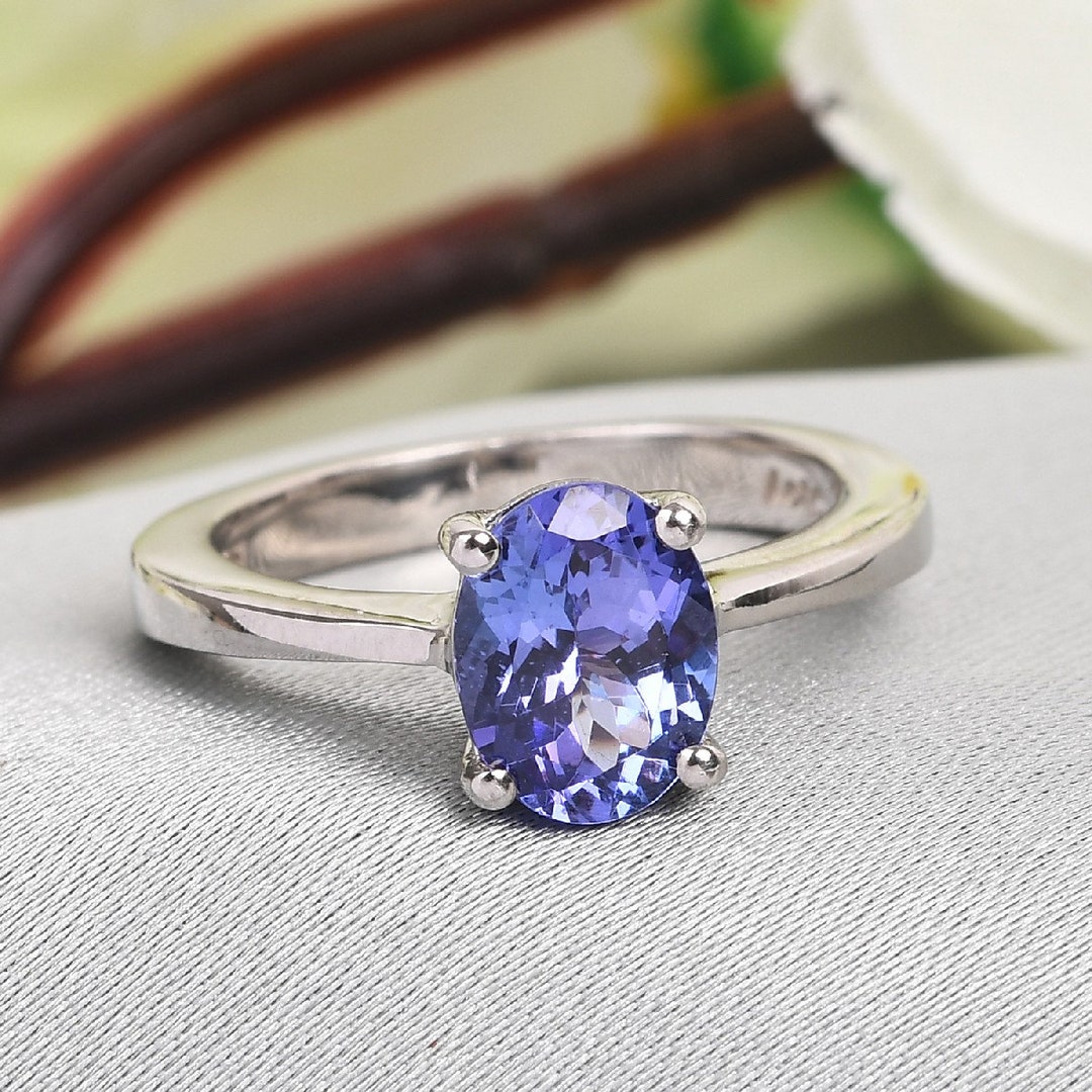 AAA Tanzanite Solitaire Ring in Sterling Silver, Tanzanite Ring ...