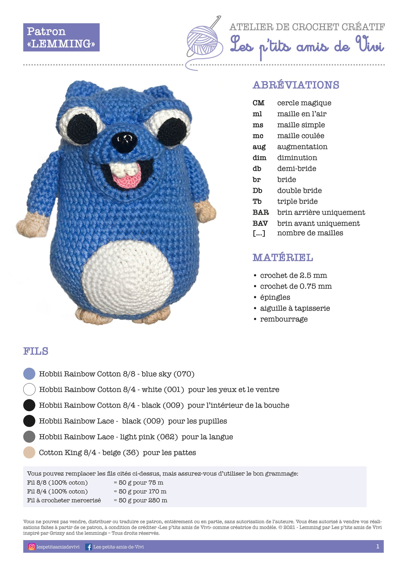 Patron De Lemming Au Crochet - FICHIER PDF UNIQUEMENT – Anglais Et ...