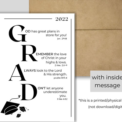 Grad Christian Acronym Card Happy Graduation - Etsy