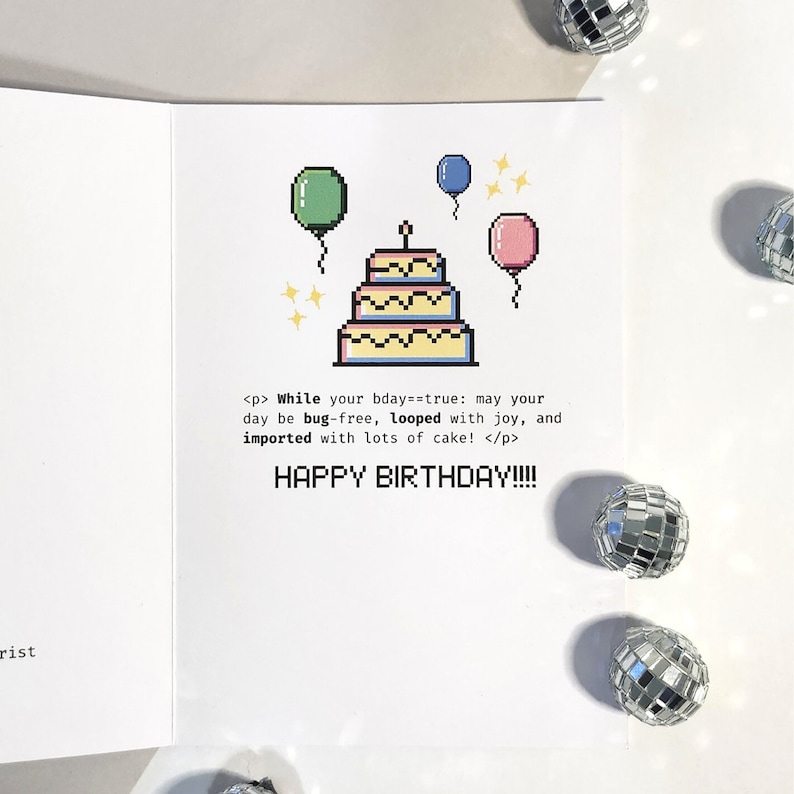 Coding Birthday Card | Computer Science Cybersecurity Theme Birthday ...