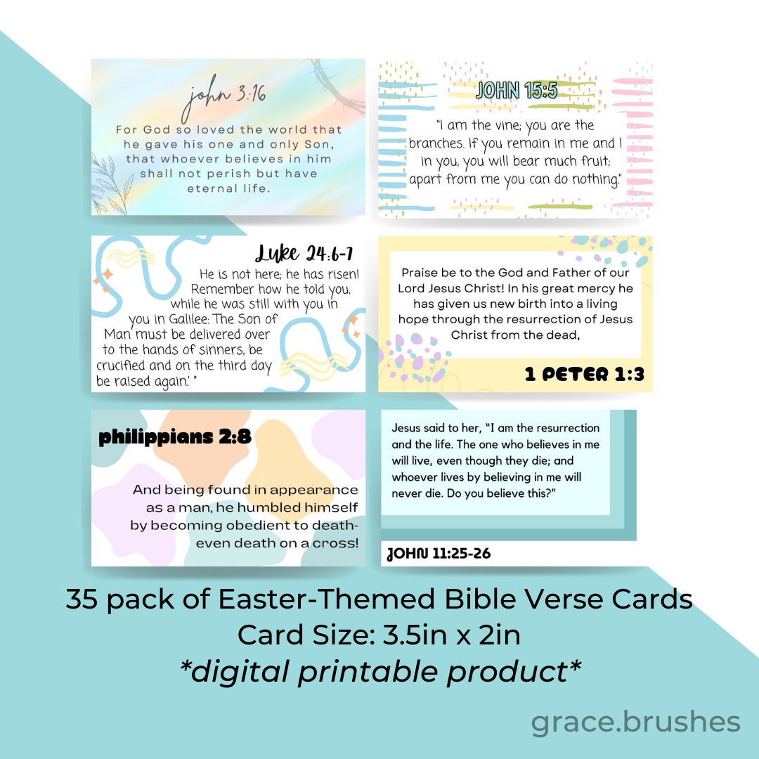Printable Download Bible Verse Easter Pass Along Cards 35 Pack of ...
