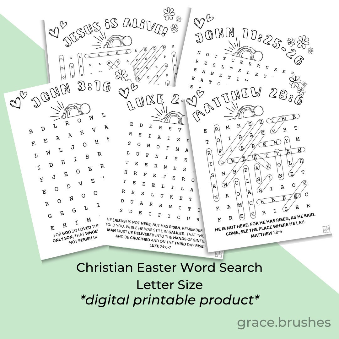 Christian Easter Word Search Pack of 5 | Answer Key Included ...
