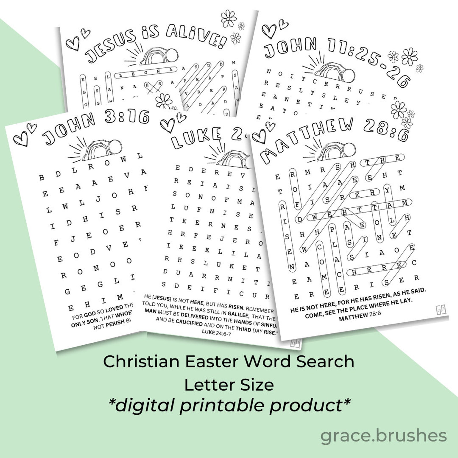 Christian Easter Word Search Pack of 5 Answer Key Included Resurrection ...