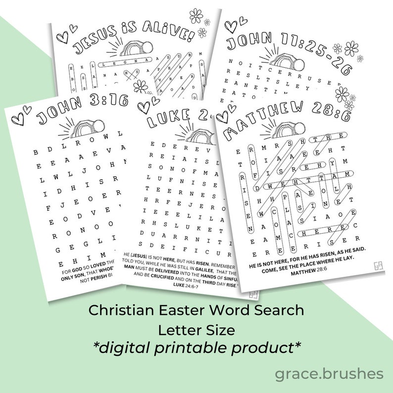 Christian Easter Word Search Pack of 5 | Answer Key Included ...
