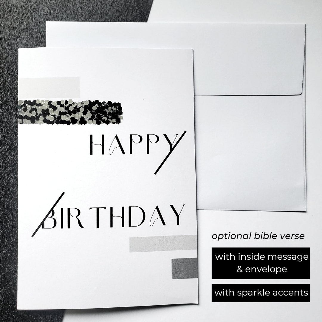 Modern Birthday Card | Sparkle Accent | With Envelope and Message ...