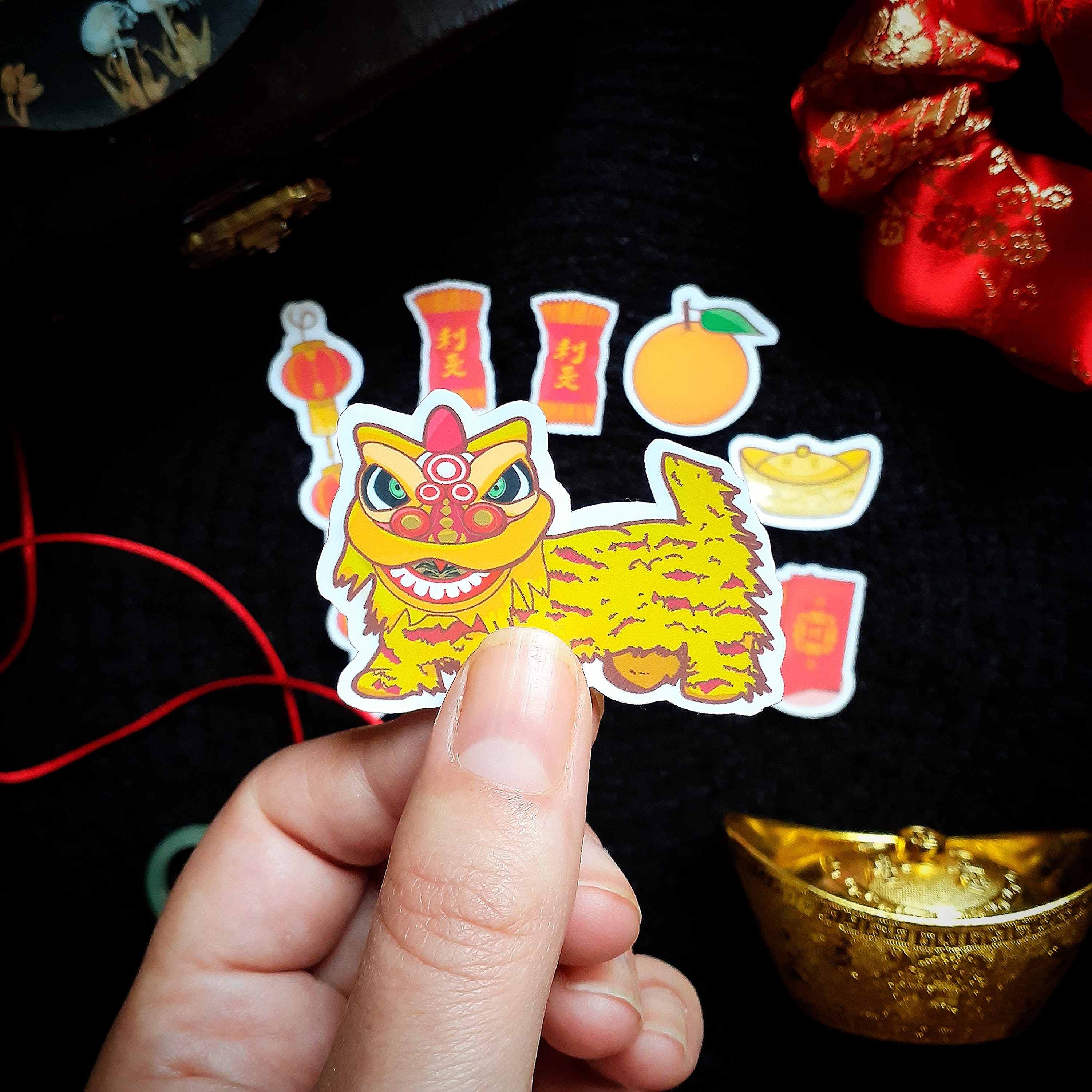 Lunar New Year Vinyl Die Cut Sticker Set and Individual Stickers, Lion ...