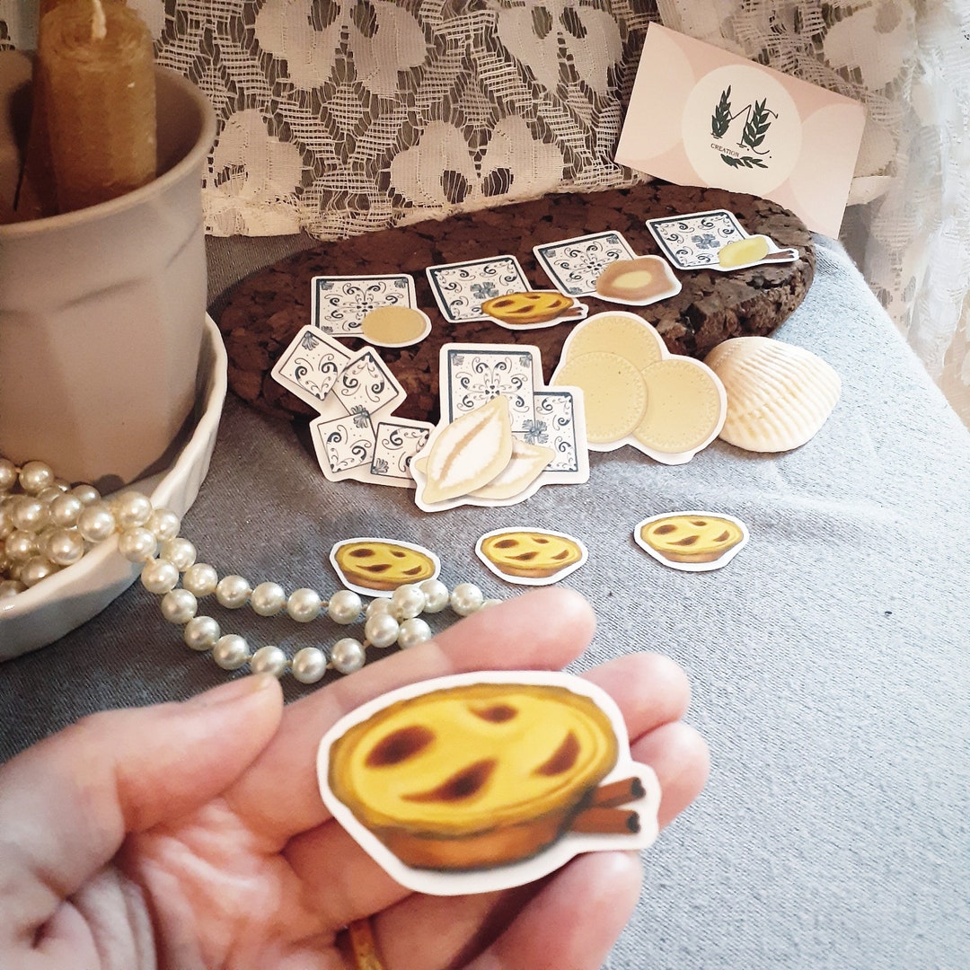 Portuguese Custard Tart Vinyl Sticker Set: Azulejo Tile & Papo Seco - Etsy