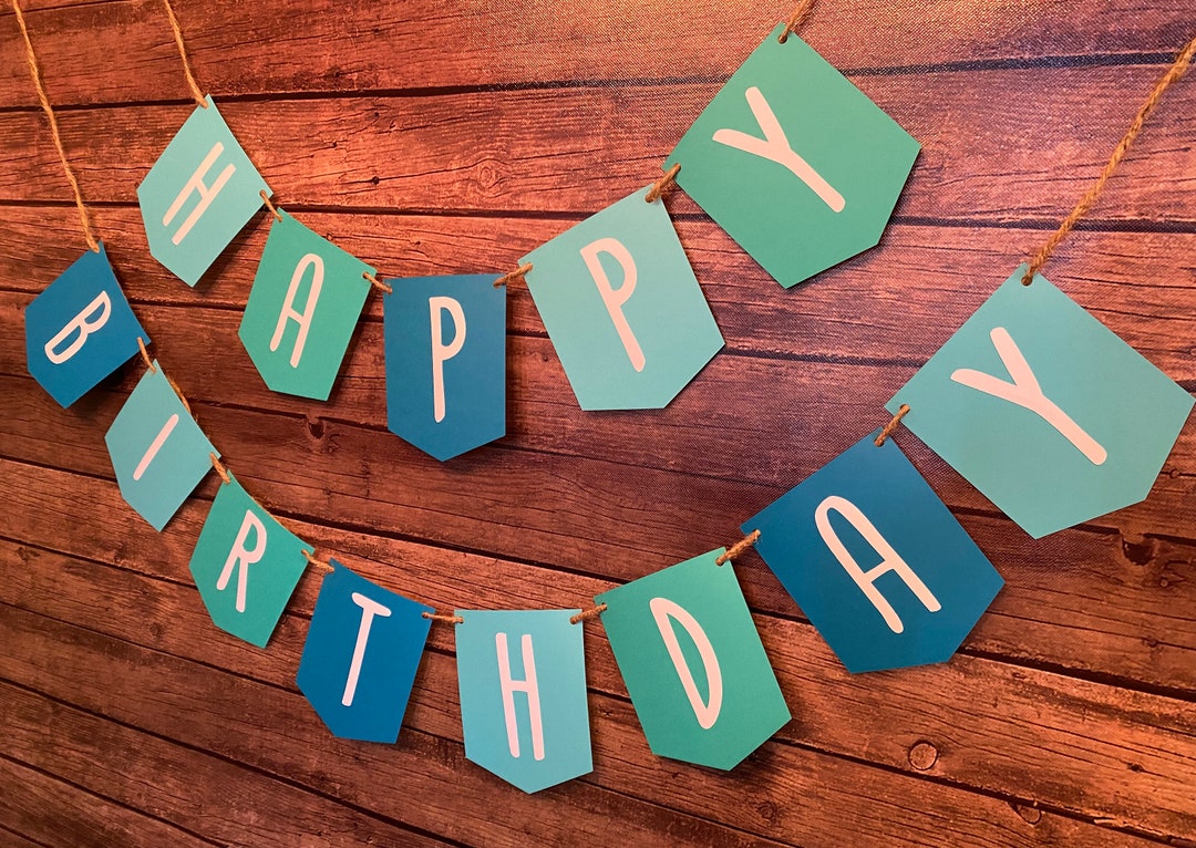 Handmade Blue Ombre Happy Birthday Banner - Etsy
